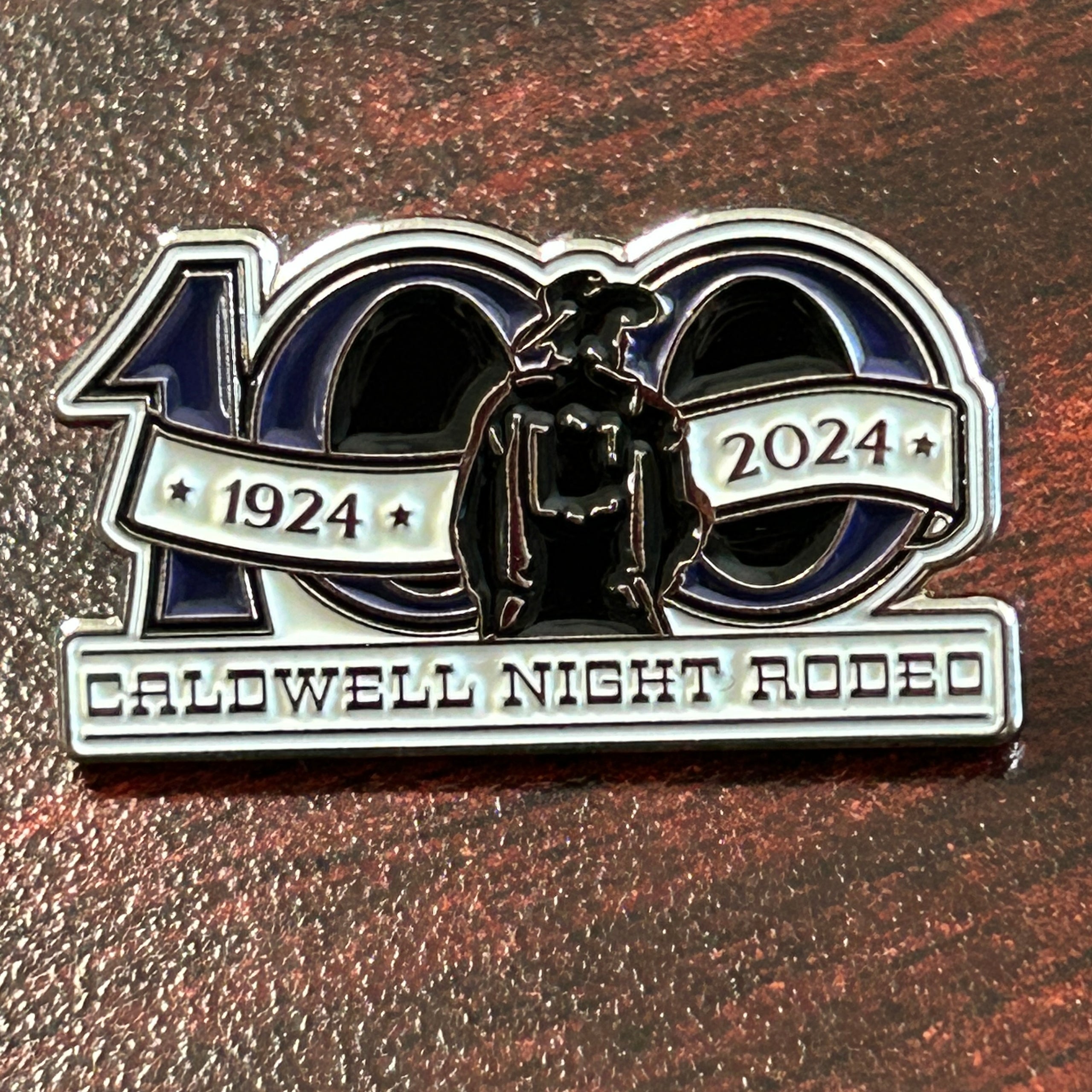 100 yr logo Pin | Caldwell Night Rodeo